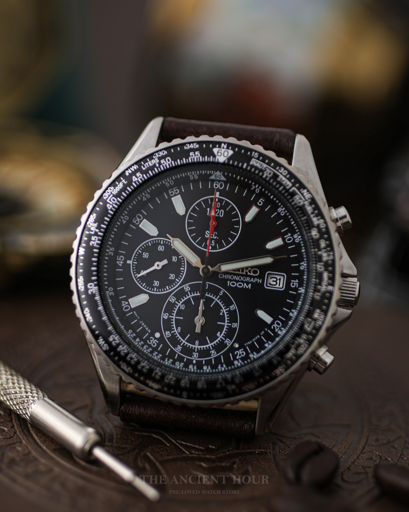 Seiko Flightmaster Chronograph 7T92-0CF0 - Blue Dial - Aviator's Watch ...